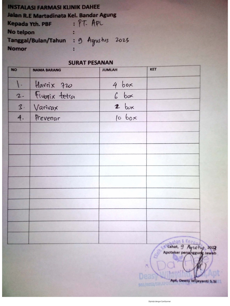 SP Vaksin Ke PT - Apl, 9-8-23 | PDF