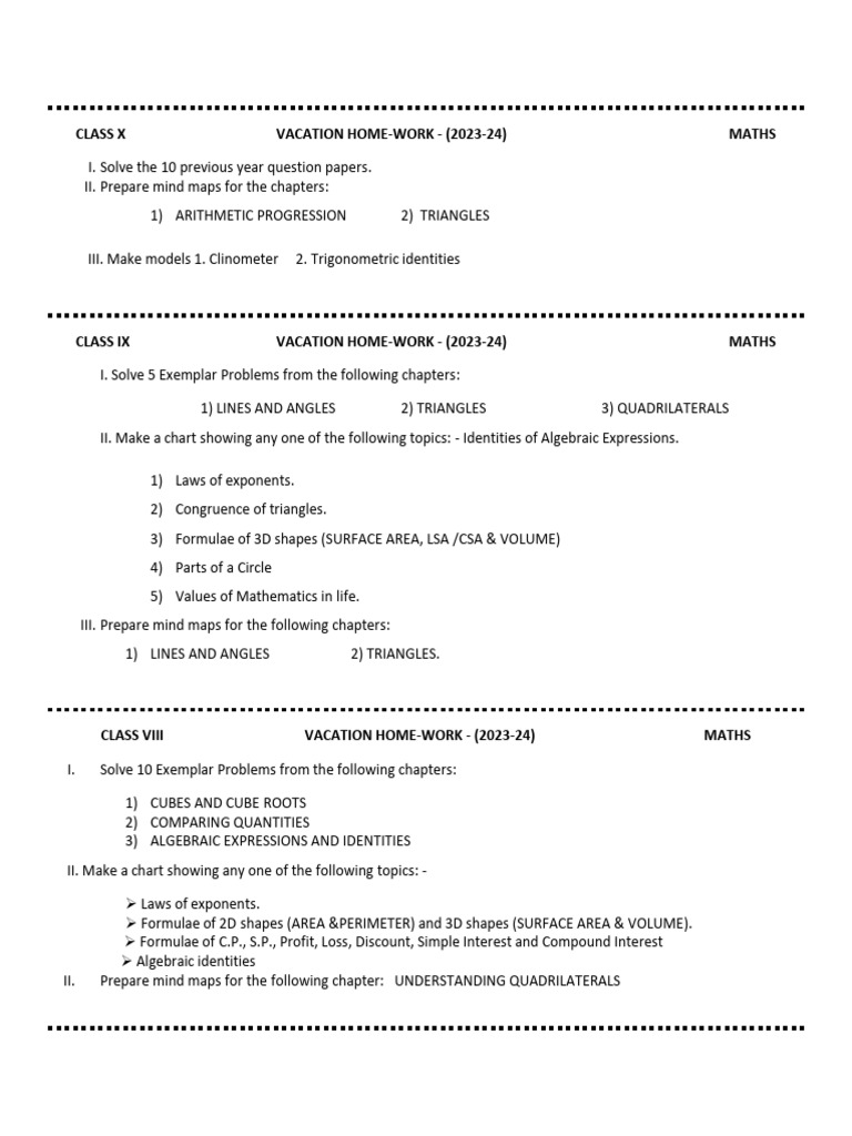 6 To 10 Holiday Home work DIWALI VACATION ASSIGNMENT PROJECT 2023 | PDF