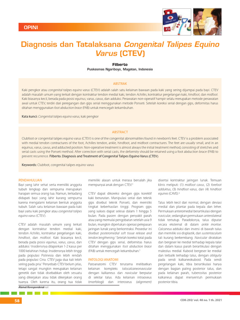 Diagnosis dan Tatalaksana CTEV | PDF
