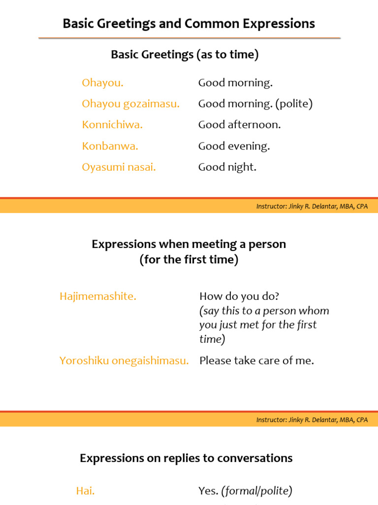 Basic Greetings and Common Expressions | PDF