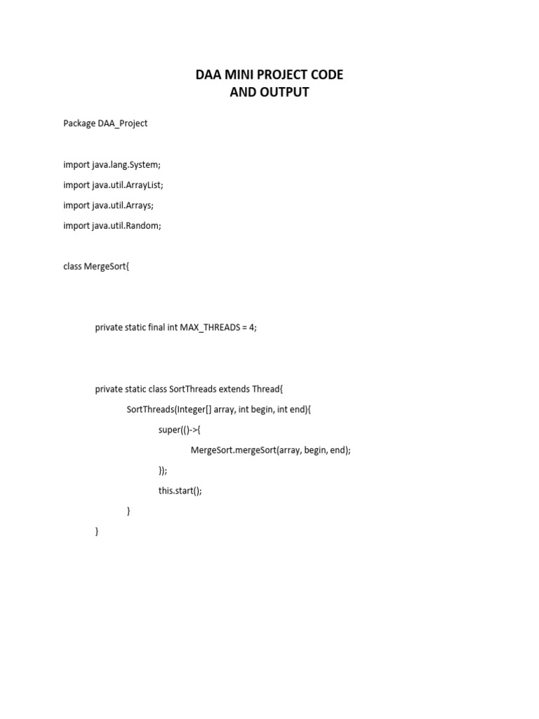 DAA MINI PROJECT Code and Output | PDF