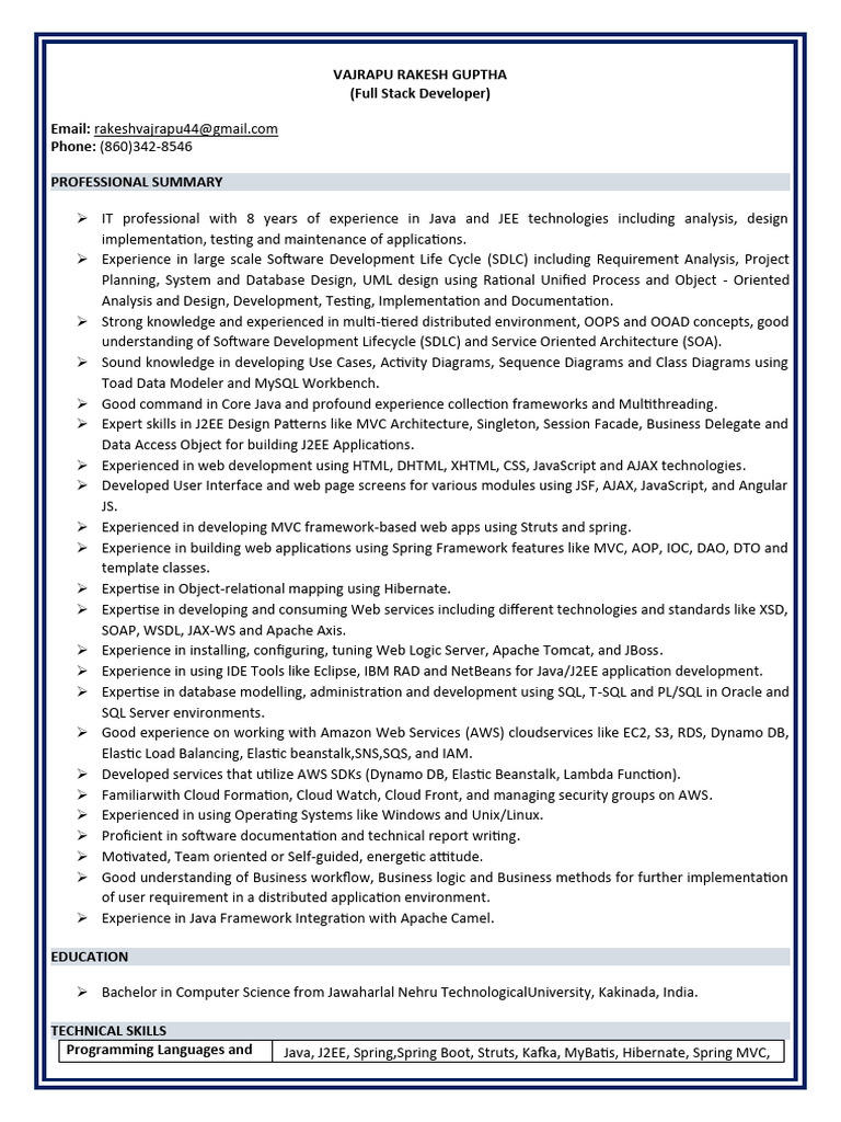 Rakesh Guptha Java Resume | PDF