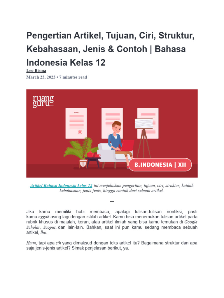 Pengertian Artikel, DLL Ruang Guru | PDF | Karier & Perkembangan