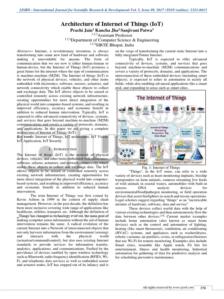 Architecture of Internet of Things IoT | PDF | Internet Of Things | Computer Network