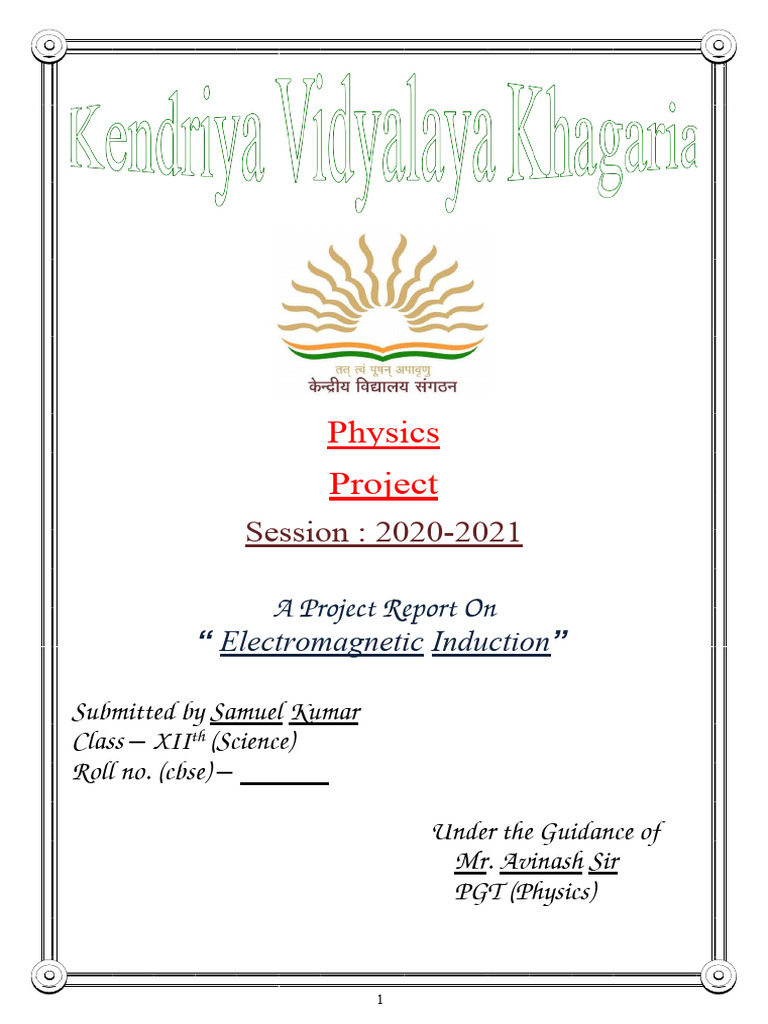 Physics Project Class XII 2021 22 Investigatory Project | PDF | Electromagnetic Induction ...
