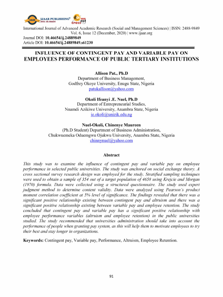 Contingent Pay | PDF | Cost Of Living | Incentive