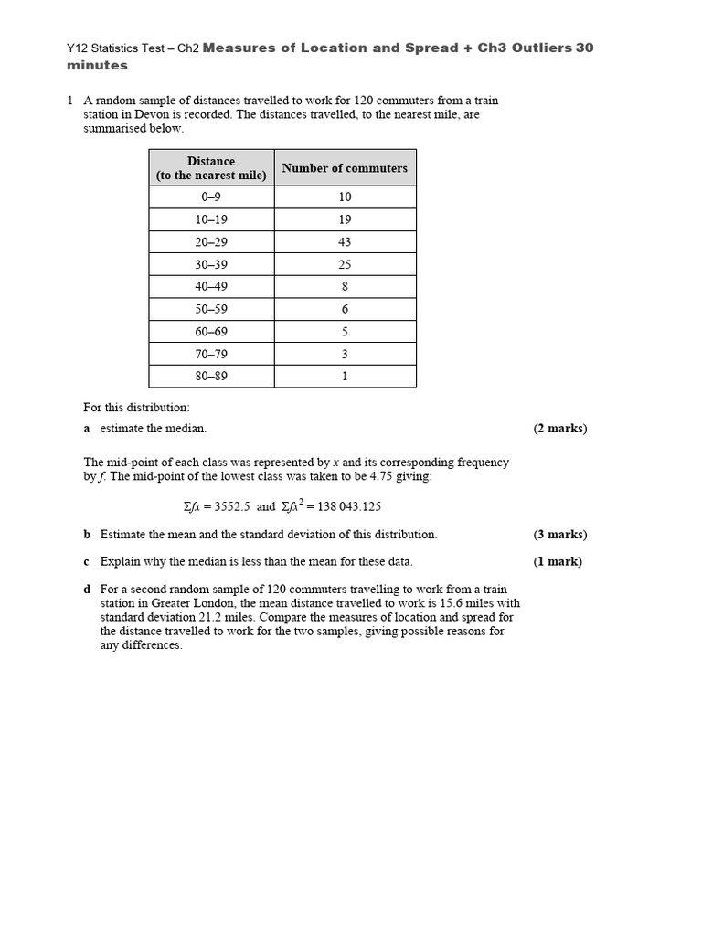 Test Chapter 2 and Outliers | PDF | Quartile | Outlier