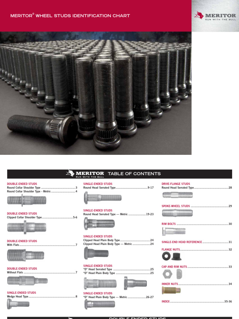 Meritor TP9613P Wheel Stud ID Chart | PDF | Screw | Machining