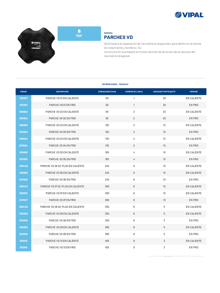 Ficha Tecnica Vipal Parches VD | PDF