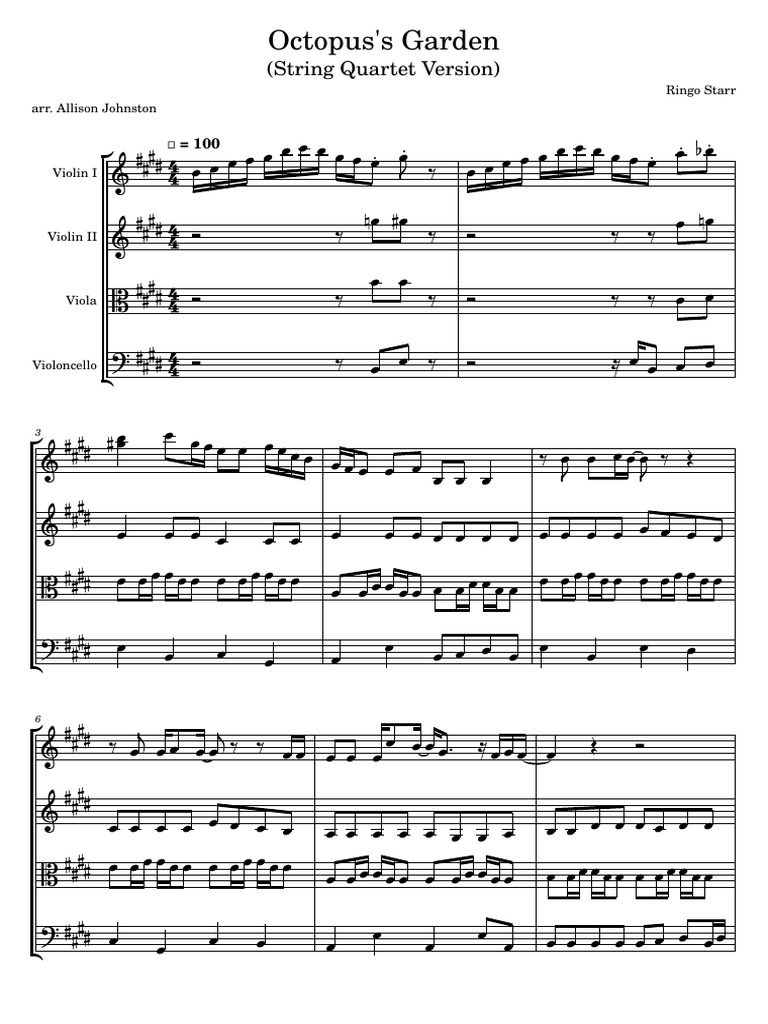 Octopuss Garden The Beatles For String Quartet | PDF | The Beatles