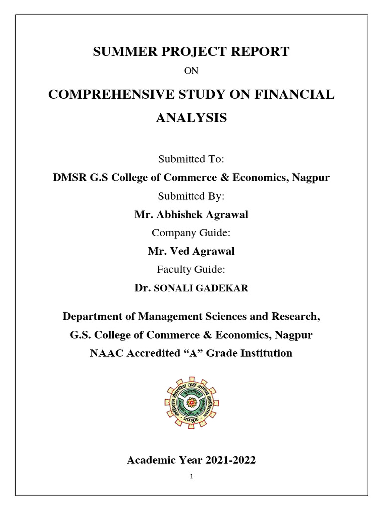Summer Project Report: DMSR G.S College of Commerce & Economics, Nagpur ...