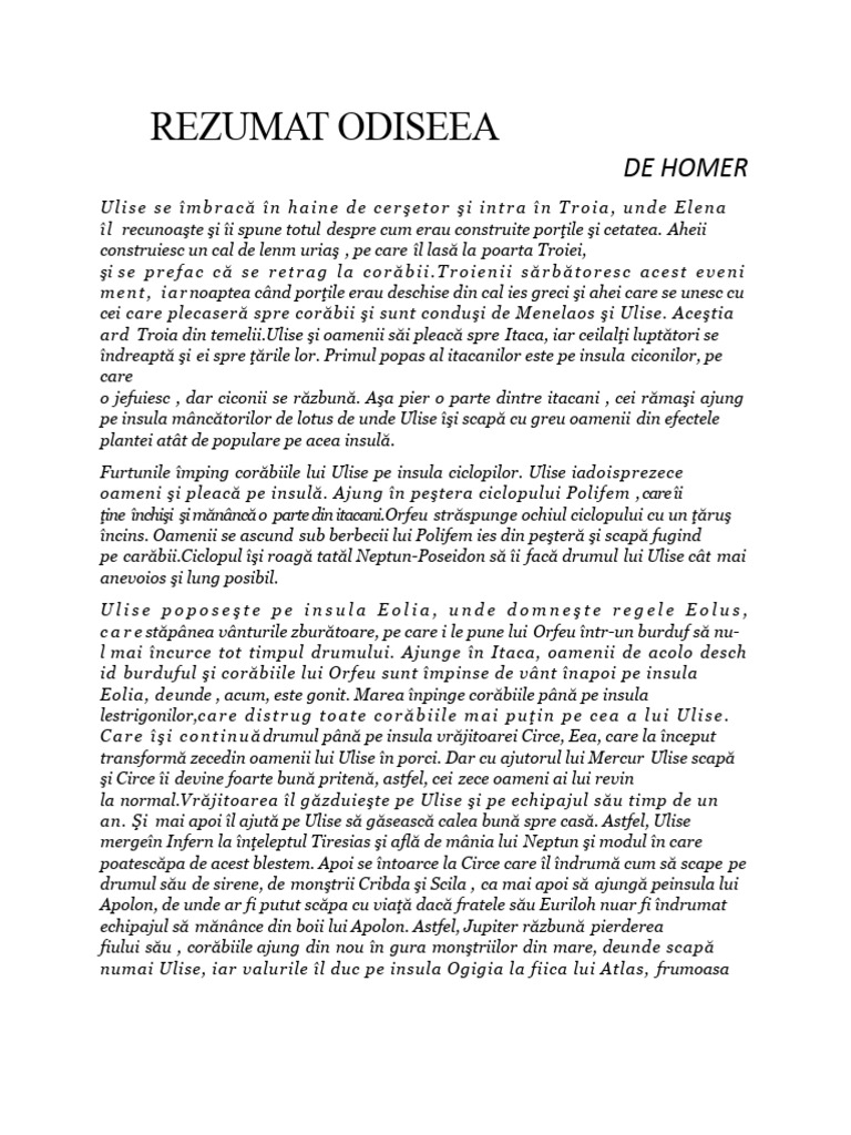 REZUMAT ODISEEA TEO | PDF