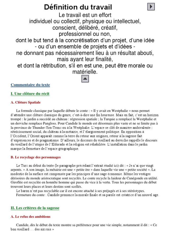 Définition Du Travail | PDF | Candide | Liberté