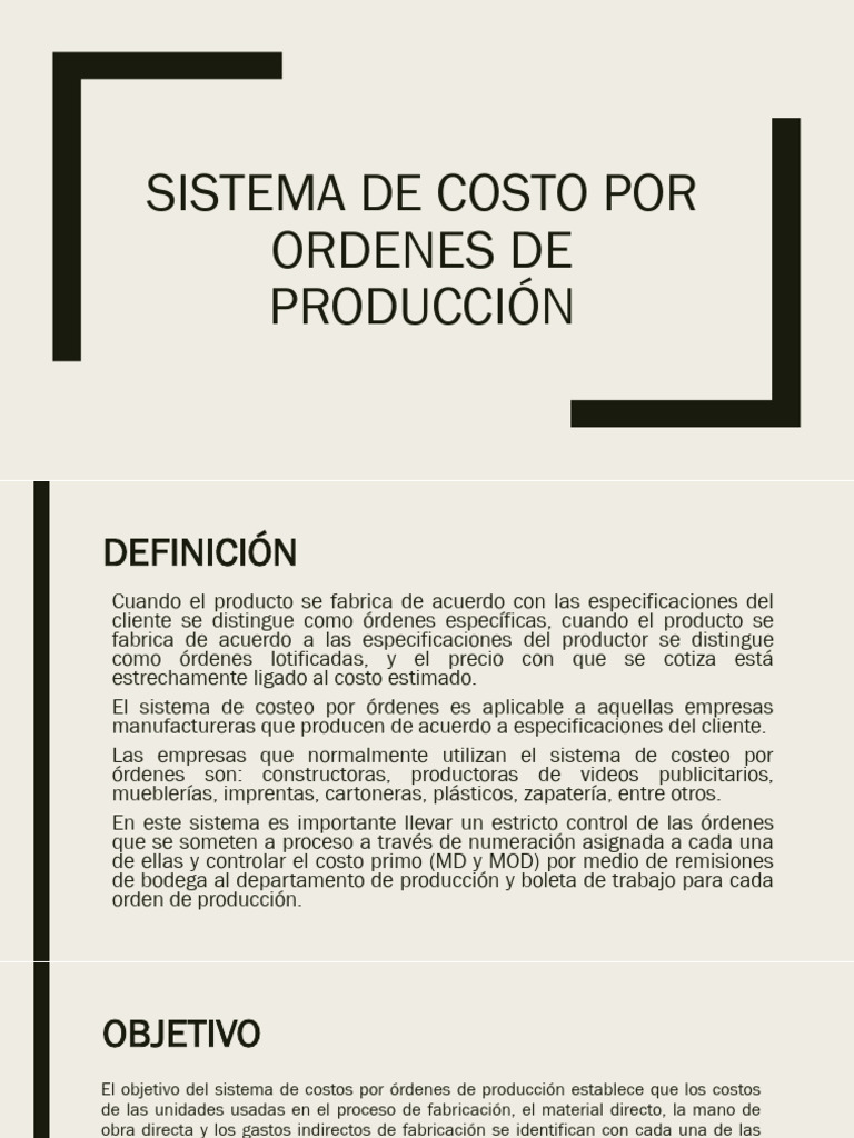Costo Por Ordenes | PDF | Economias