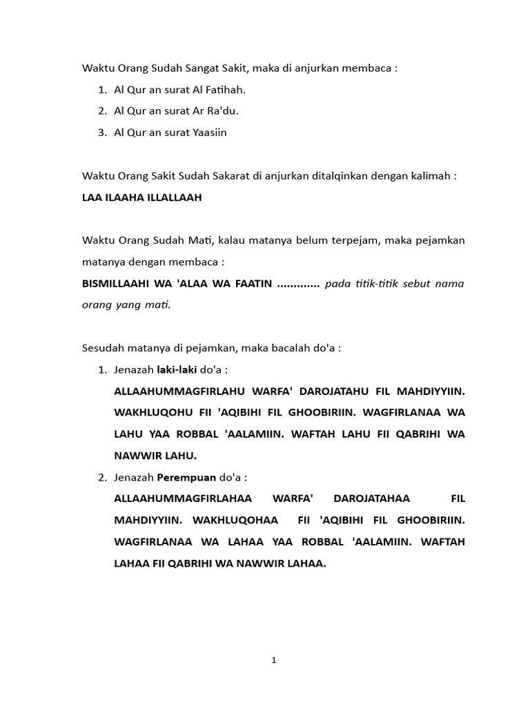 Bacaan Mengurus Jenazah | PDF