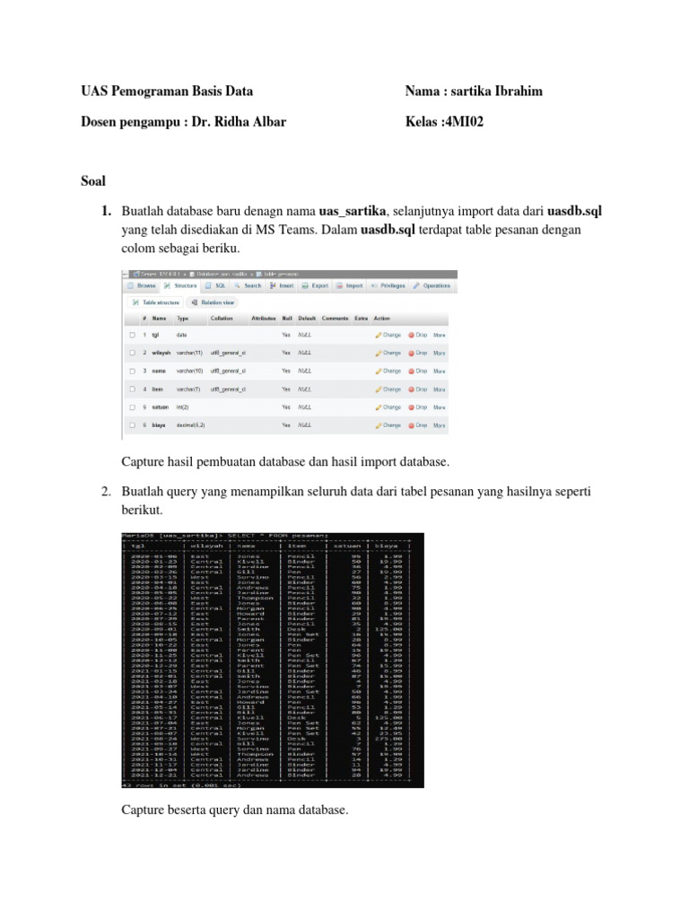 UAS Pemograman Basis Data (Tika) | PDF