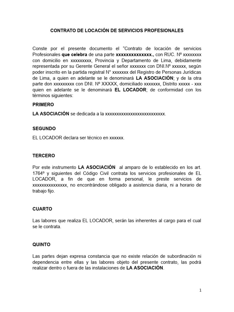 Modelo Contrato Locación de Servicios | PDF