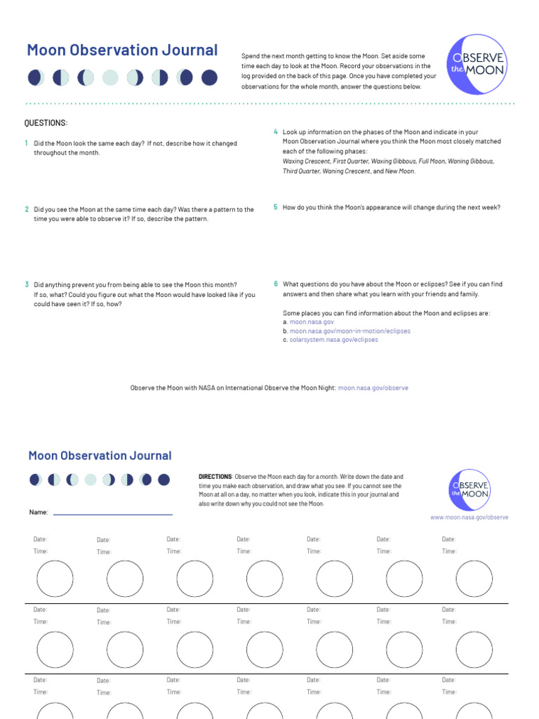 Moon Observation Journal | PDF