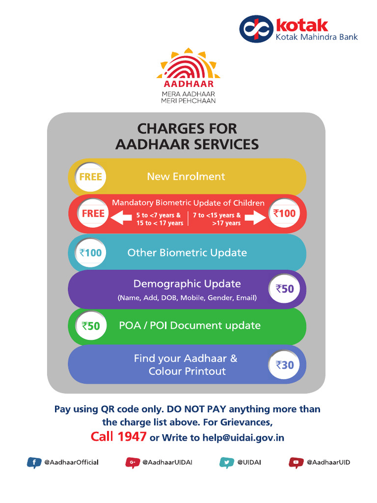 Charges For Aadhaar Seeding | PDF