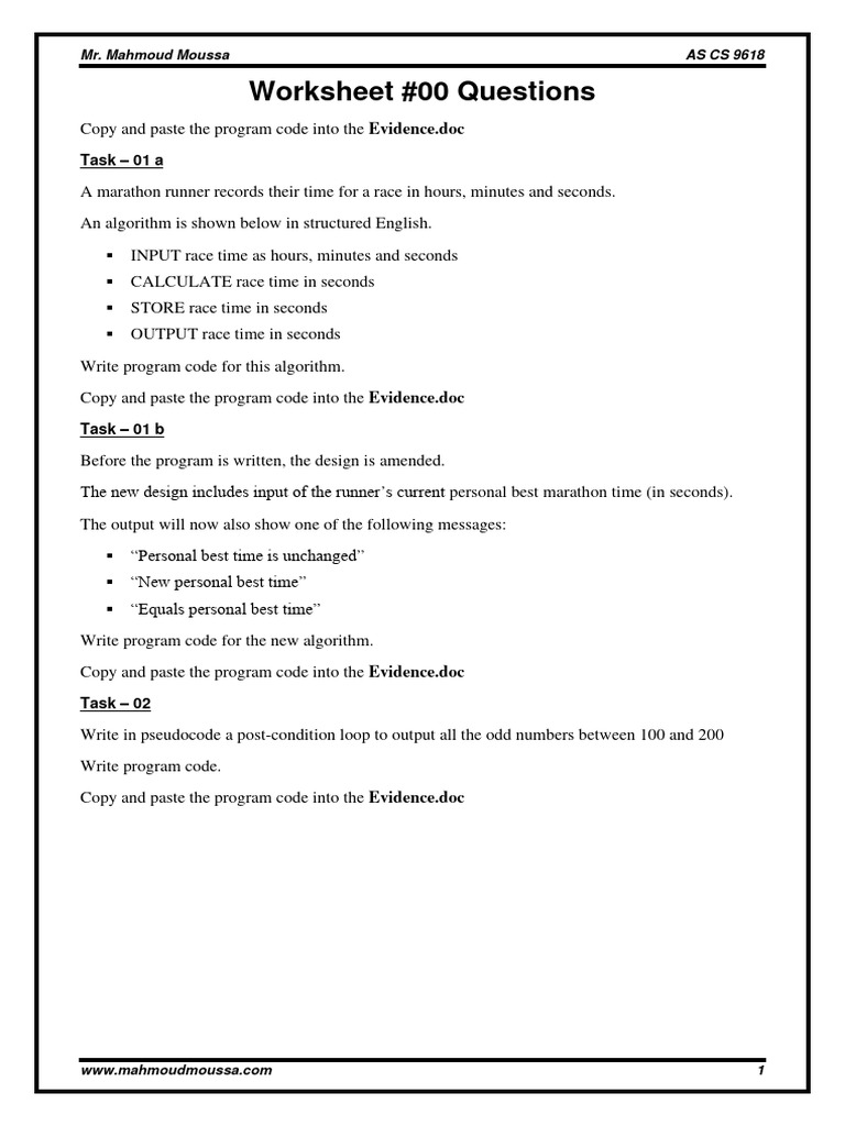 Worksheet 00 Q | PDF | Software Engineering | Computer Engineering