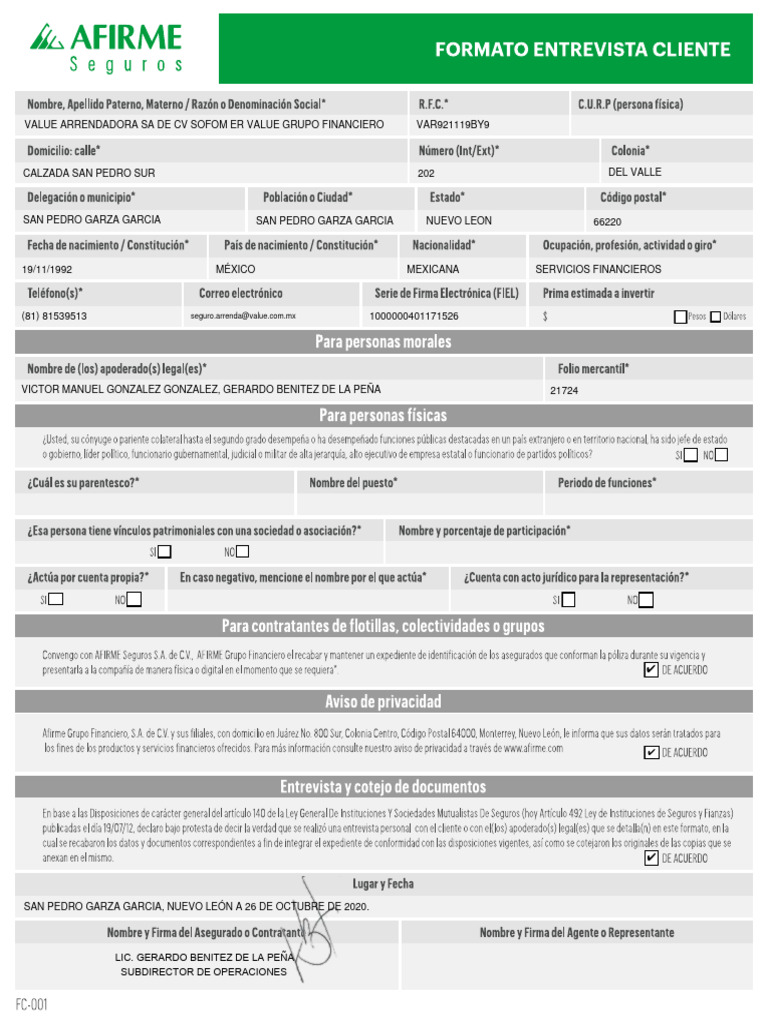 Value Arrendadora: Información Financiera | PDF
