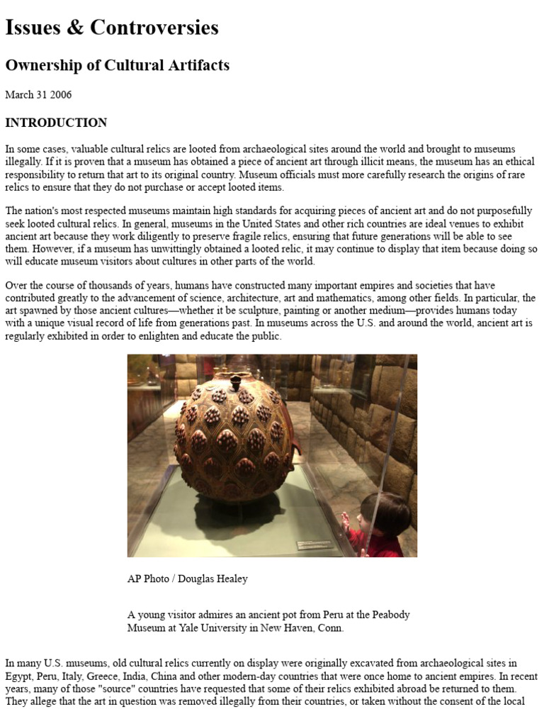 Ownership of Cultural Artifacts | PDF