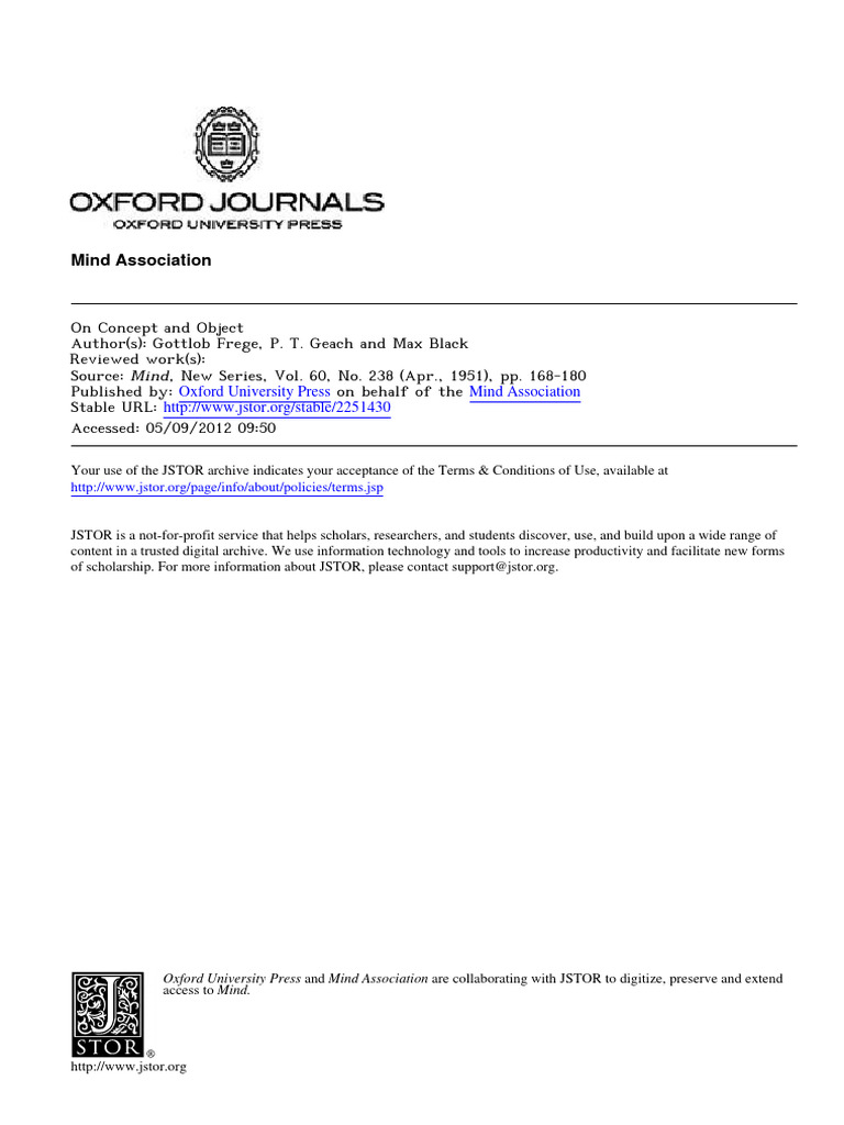 1892 On Concept and Object Frege | PDF