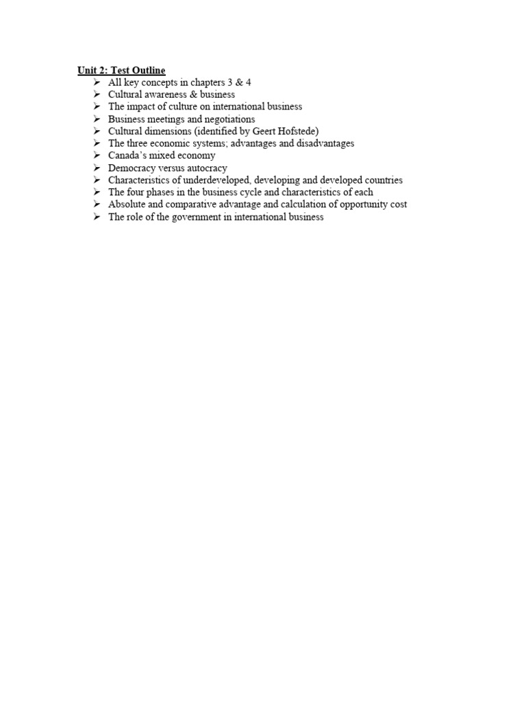BBB4M Unit 2 Test Outline | PDF