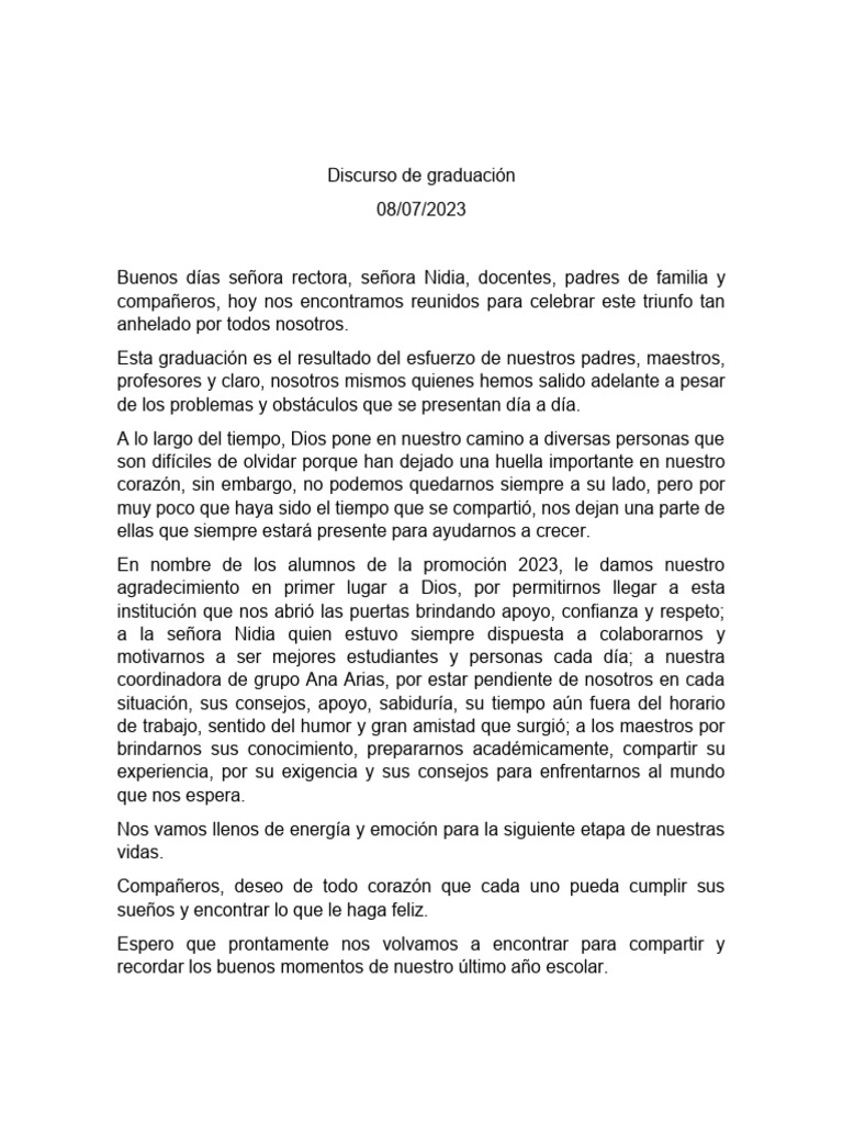 Discurso de Graduación | PDF