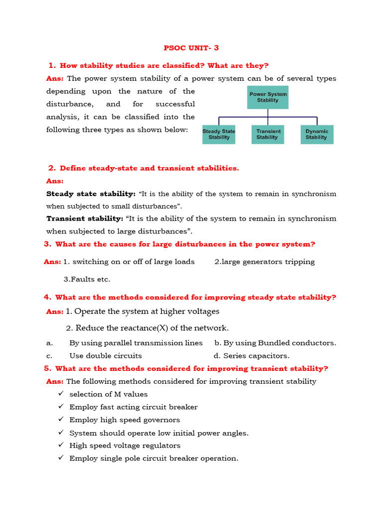 Psoc Unit 3 | PDF | Steady State | Electric Power System