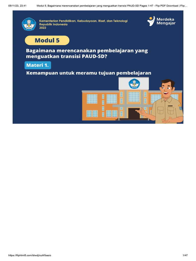 Modul 5. Bagaimana Merencanakan Pembelajaran Yang Menguatkan Transisi PAUD-SD Pages 1-47 - Flip ...