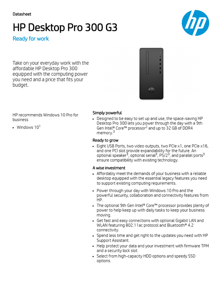 HP Desktop Pro 300 G3 | PDF