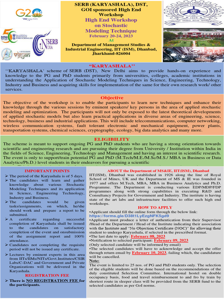 High End Workshop On Stochastic Modeling Technique | PDF
