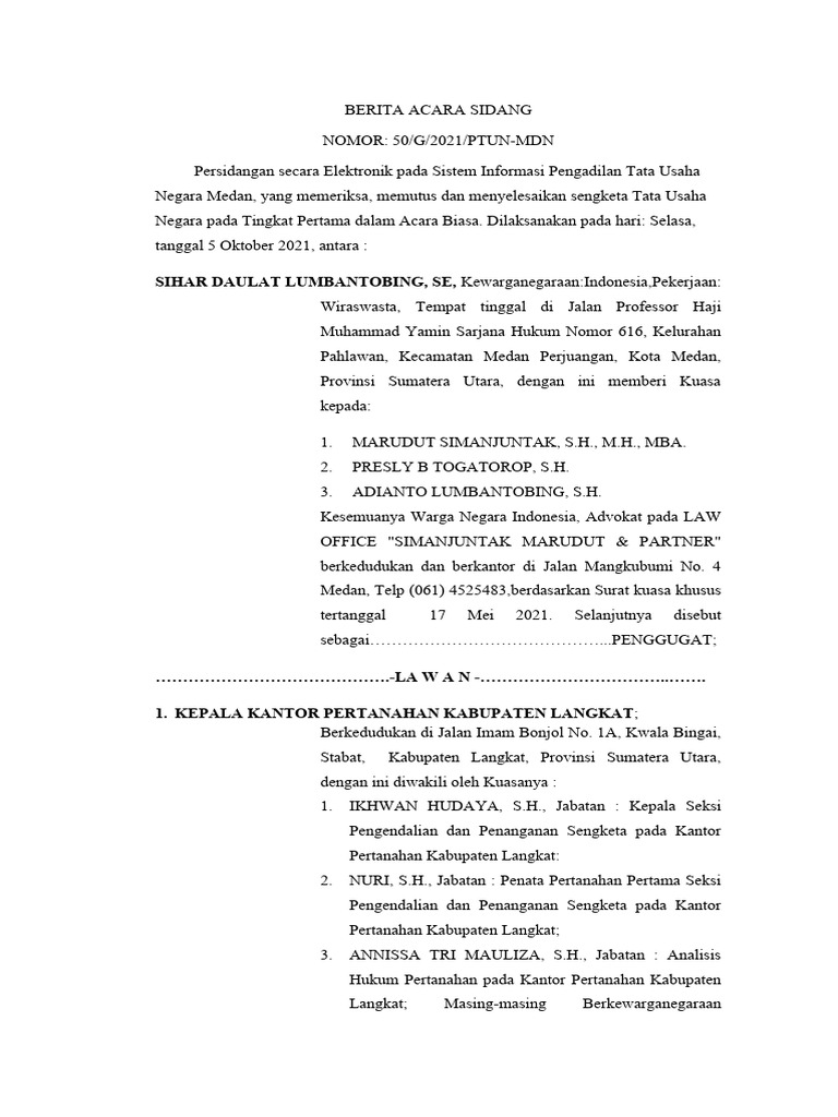 Berita Acara Sidang Putusan | PDF