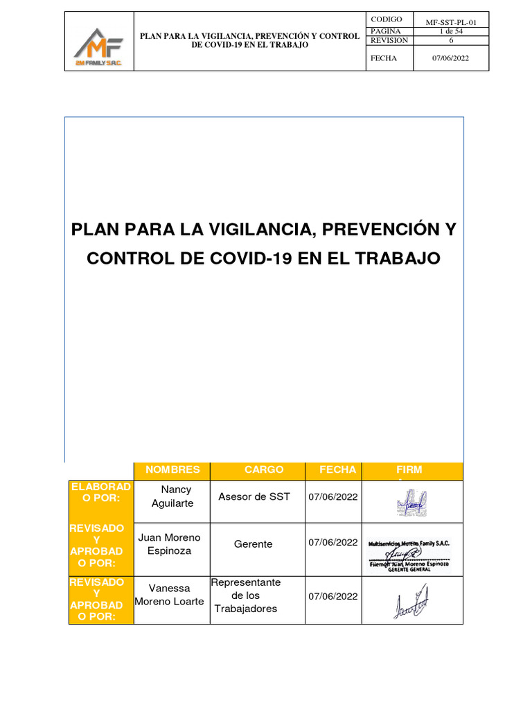 MSP - Plan Covid Multiservicio Moreno | PDF