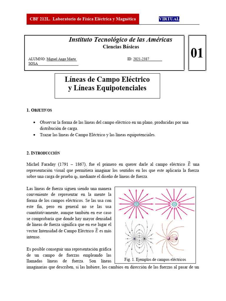 Práctica 1. Laboratorio de Física 3 | PDF | Campo eléctrico | Fuerza