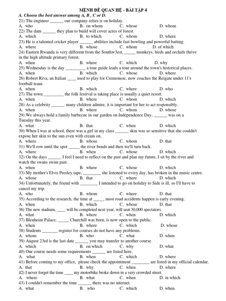 Mệnh-đề-quan-hệ-BT4-và-5 | PDF