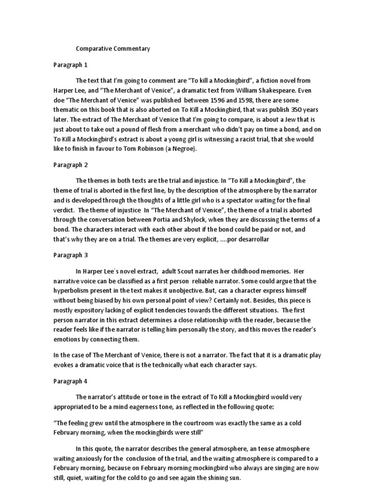 Comparing Themes of Injustice in To Kill a Mockingbird and The Merchant ...