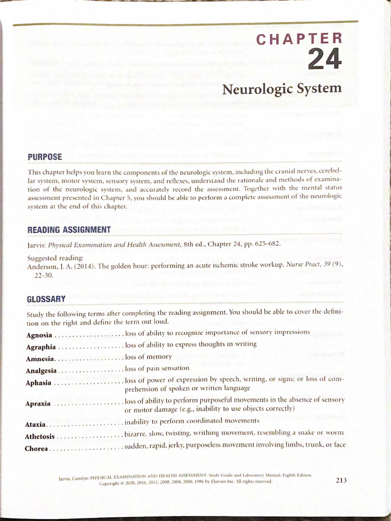NEUROLOGIC HEALTH ASSESSMENT STUDY GUIDE | PDF