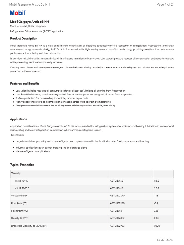 GL XX Mobil Gargoyle Arctic 68 NH | PDF
