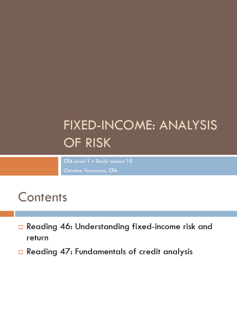 Fixed-Income Risk Analysis for CFA Level 1 | PDF | Bond Duration ...