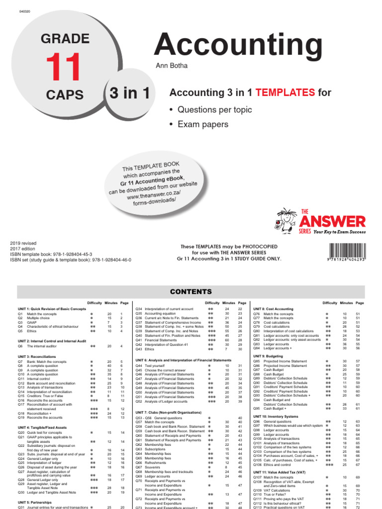 GR 11 Accounting 3 in 1 Templates Book 2020 | PDF