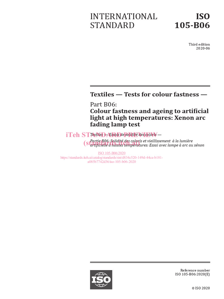Iso 105 B06 2020 | PDF | International Organization For Standardization ...