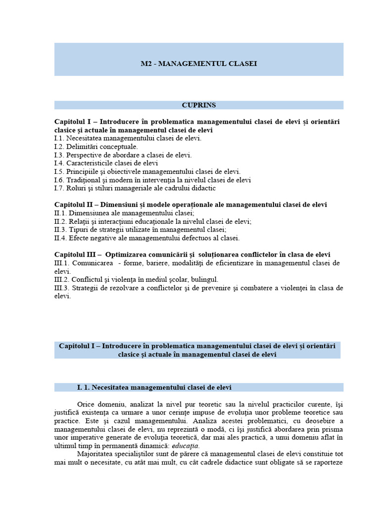Ii - Managementul Clasei | PDF