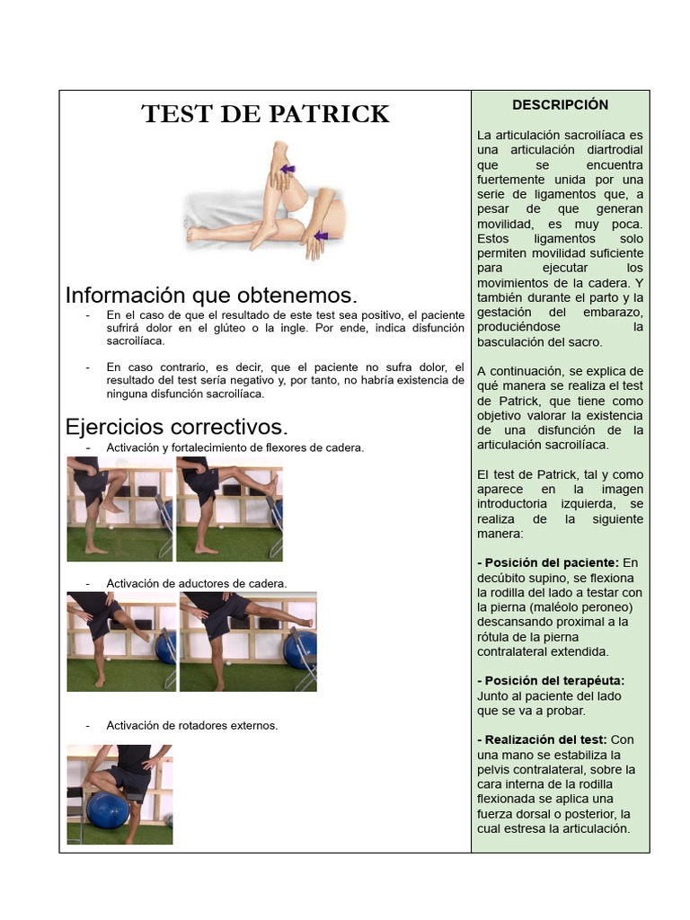 Test de Patrick | PDF | Rodilla | Articulaciones