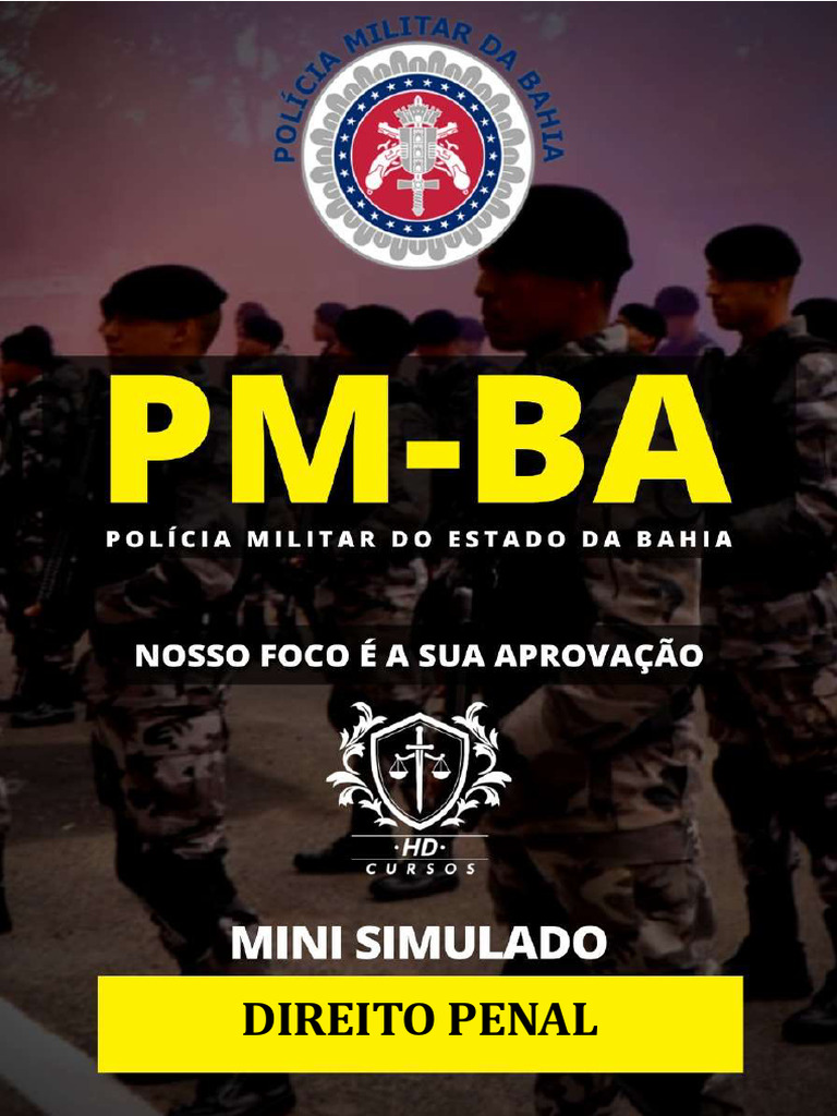 Mini Simulado PMBA - Direito Penal 01 - HD CURSOS | PDF
