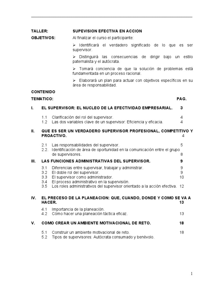 Supervisión Efectiva: Claves y Estrategias | PDF | Planificación | Toma ...