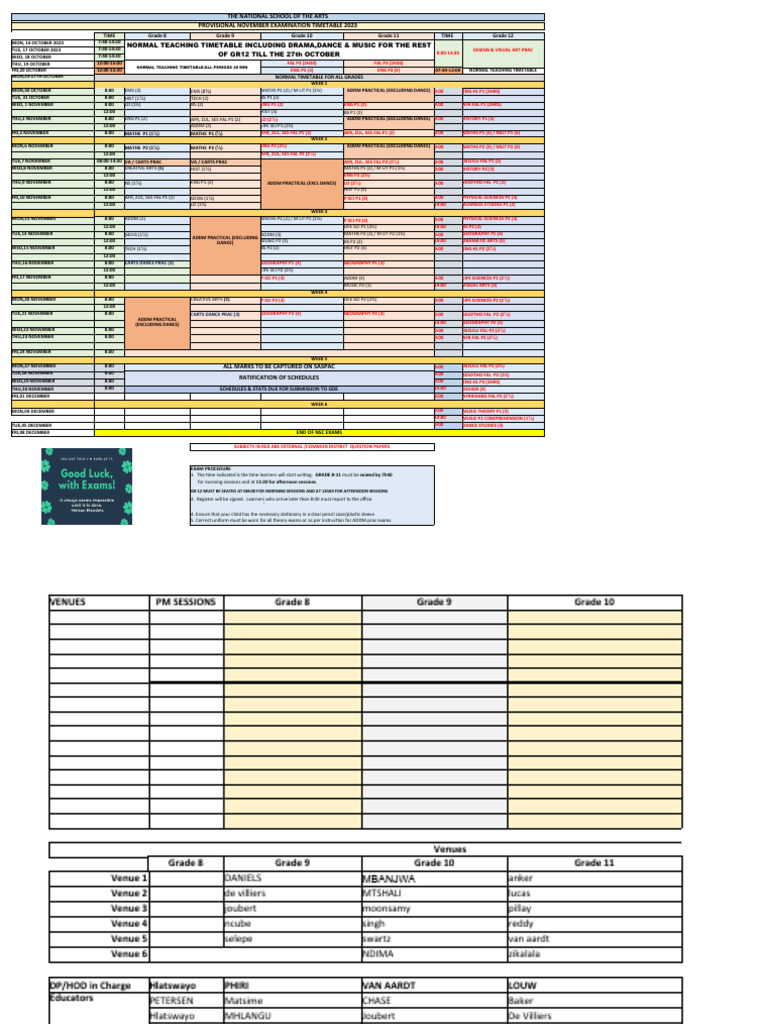 Nov 2023 Final Exam Timetable | PDF