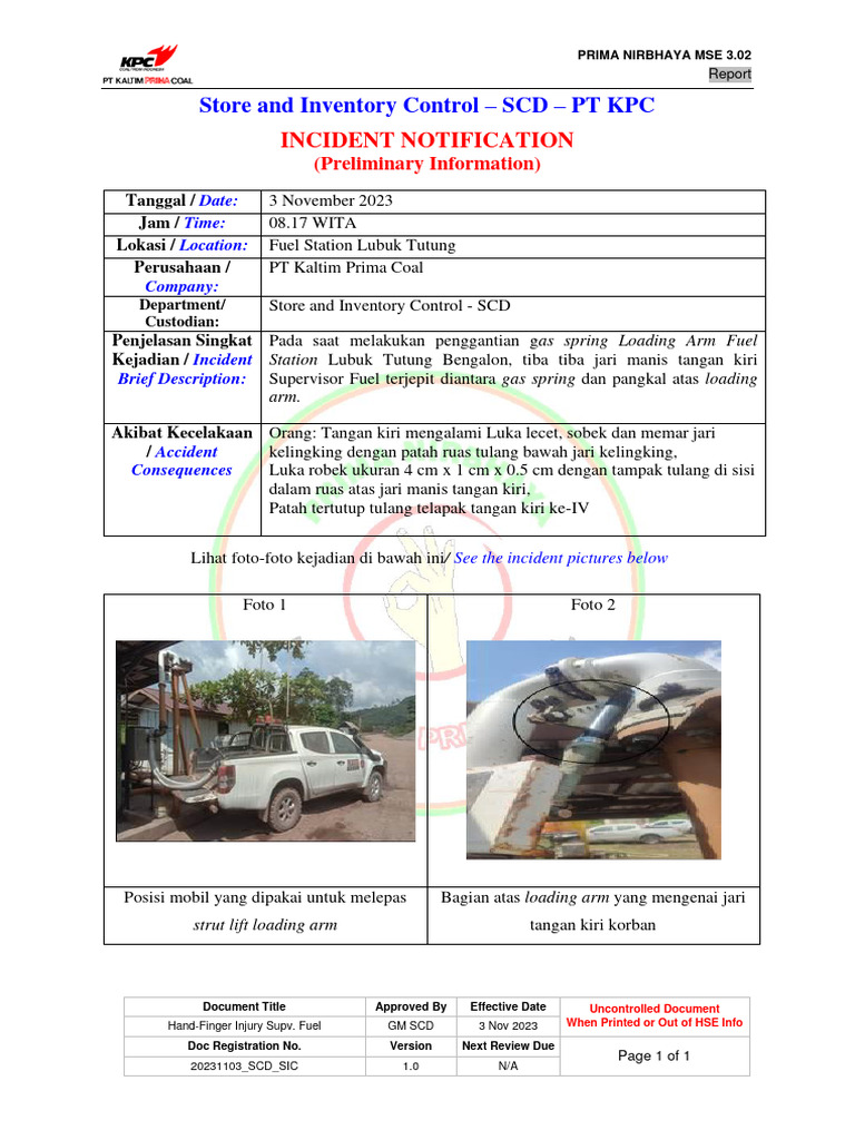 SCD - SIC - Hand-Finger Injury Supv Fuel | PDF