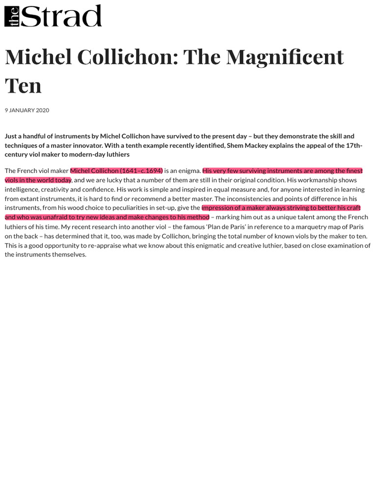 Michel Collichon - The Magnificent Ten - Premium Feature - The Strad | PDF
